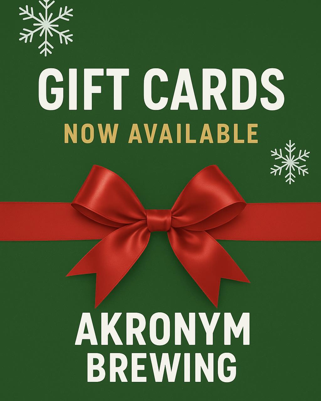 Gift Cards now Available - Akronym Brewing